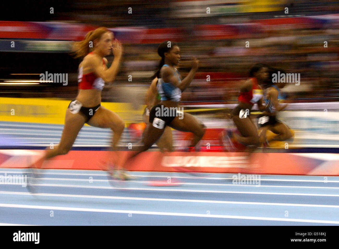 USA's Tianna Madison (centre) competes during the women's 60m Stock ...