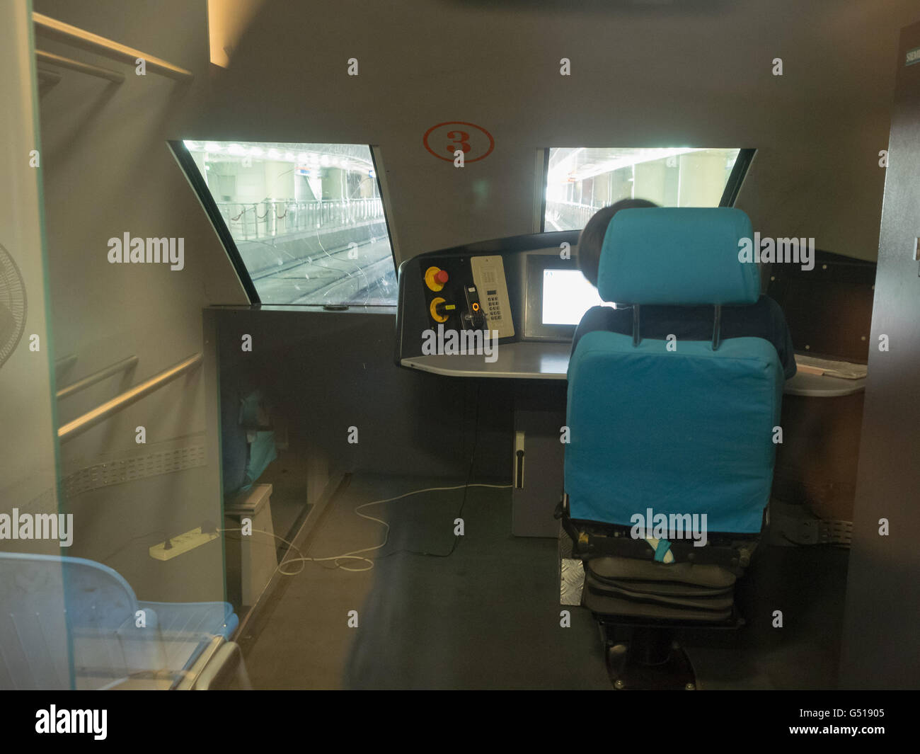 China, Shanghai, train driver's cockpit in the Transrapid Stock Photo ...