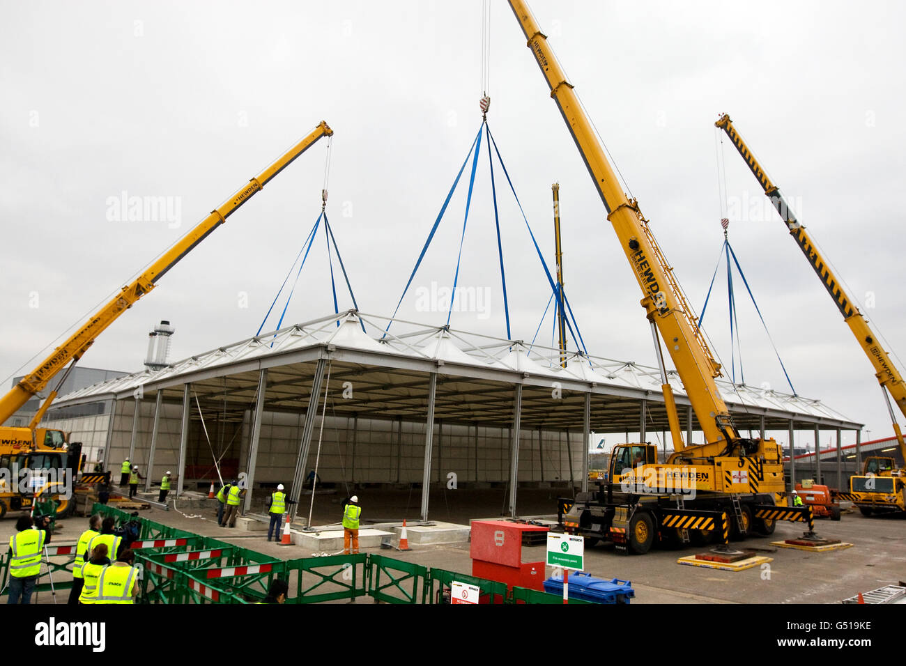 The roof of the Temporary Olympic Terminal at Heathrow Airport is ...