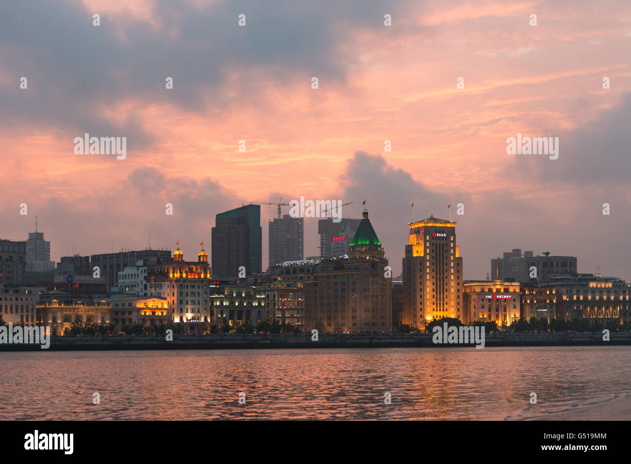 China, Shanghai, View of The Bund at sunset Stock Photo - Alamy