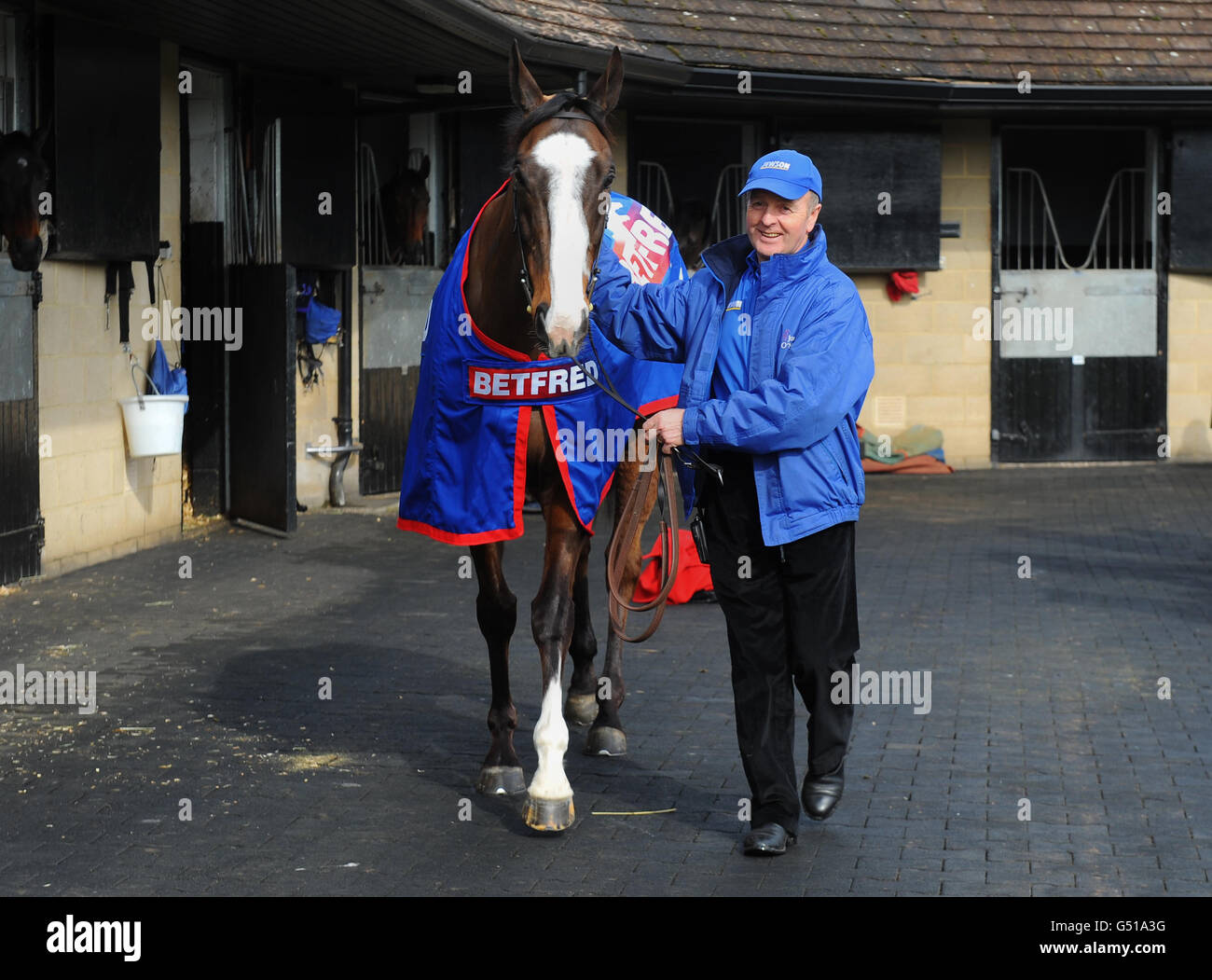 Trainer jonjo oneill during the stable visit at jackdaws castle hi-res ...