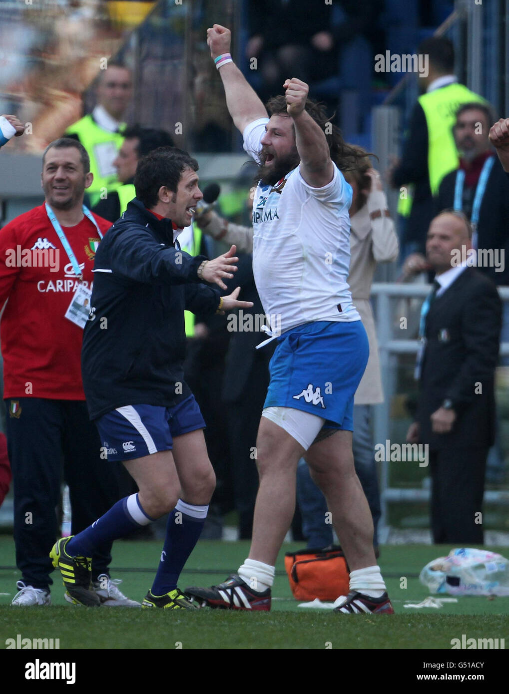 Italys martin castrogiovanni celebrates winning rbs nations match ...