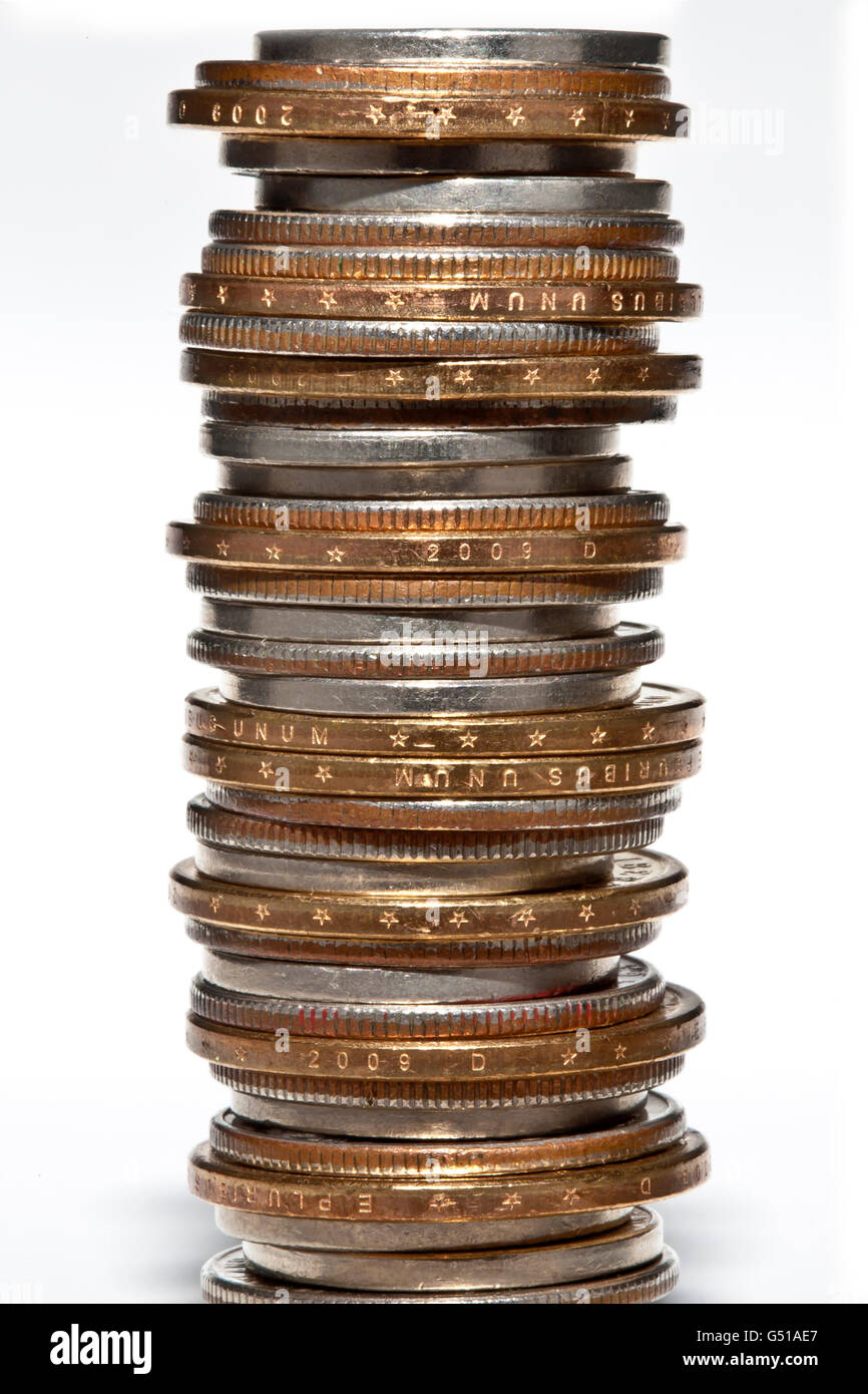 Stack of various denominations of US coins Stock Photo - Alamy