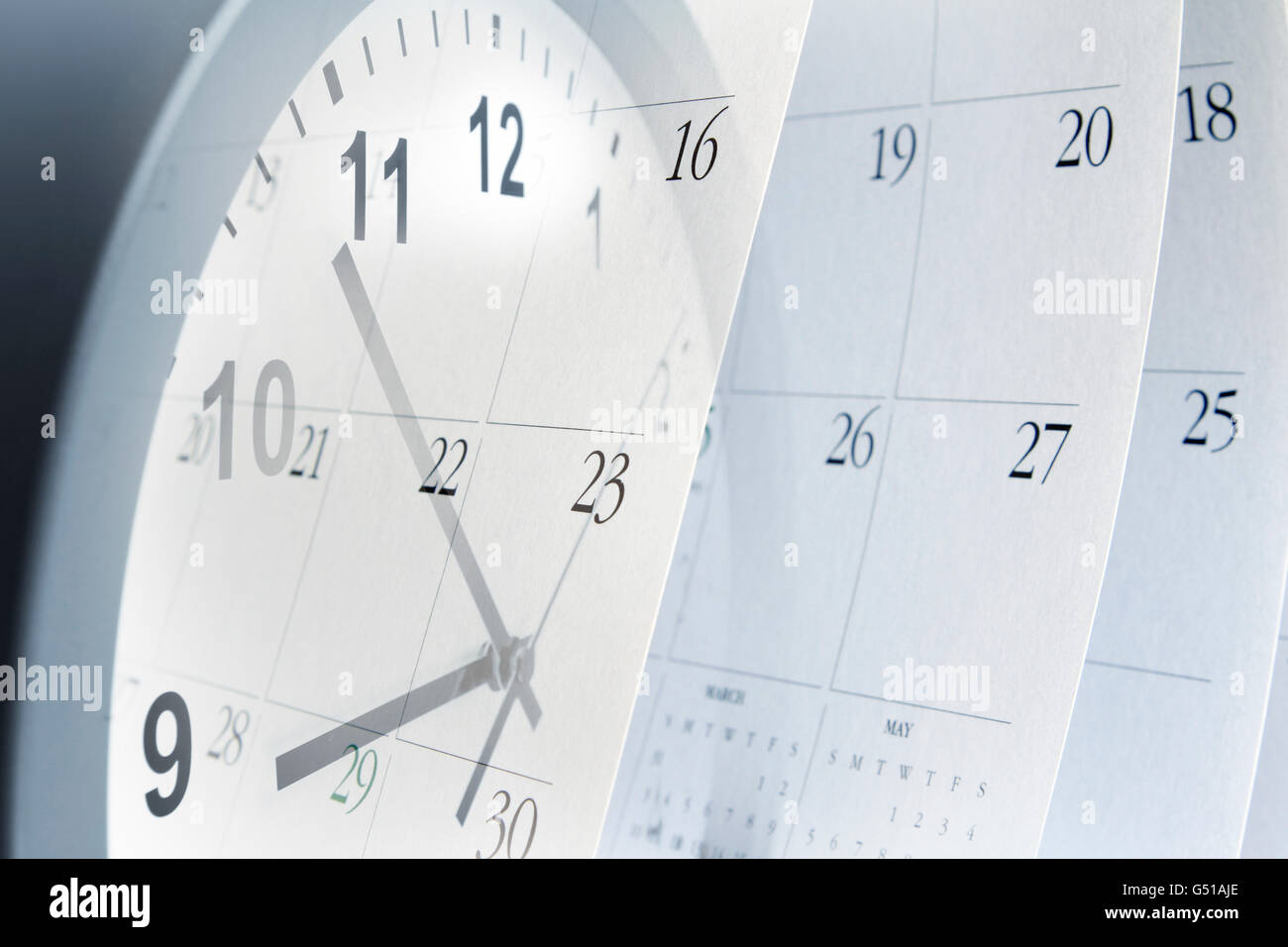 Clock face and calendar composite Stock Photo - Alamy
