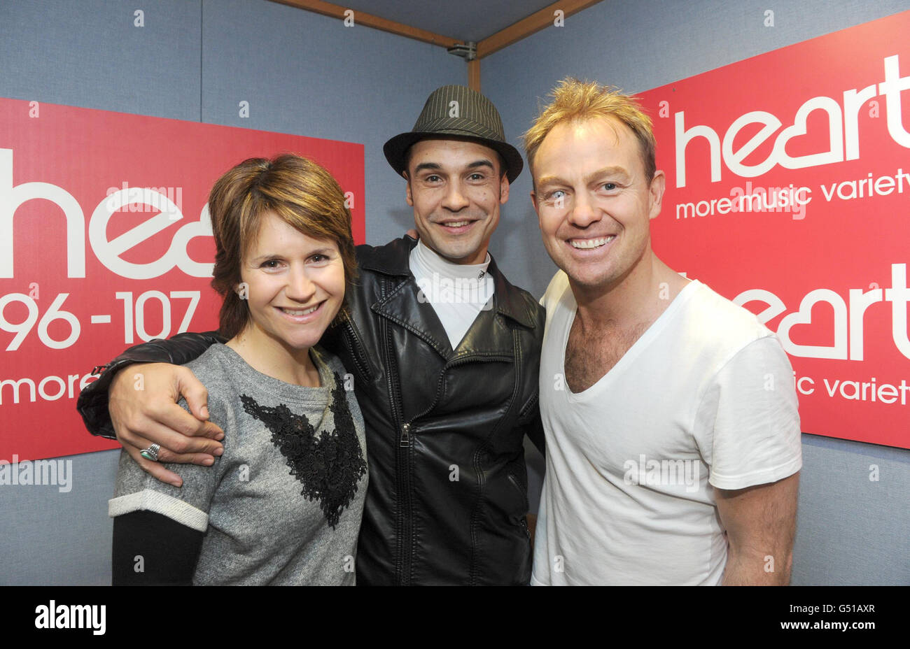 Heart FM presenters Harriet Scott (left) and Jason Donovan (right) pose ...