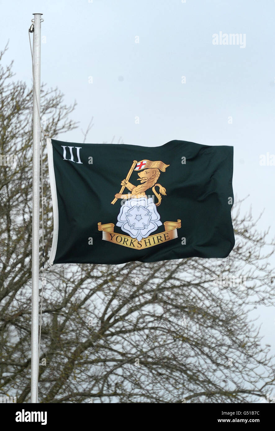 The flag flies at half mast at the 3rd Battalion The Yorkshire Regiment ...