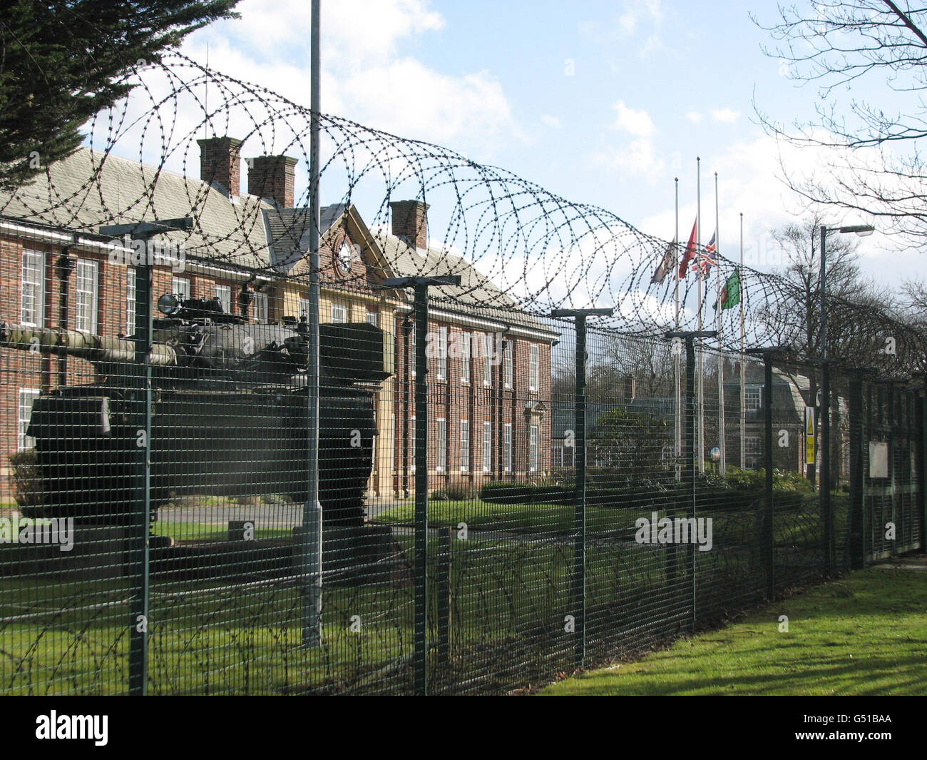 Flags fly at half mast at somme barracks at catterick garrison hi-res ...