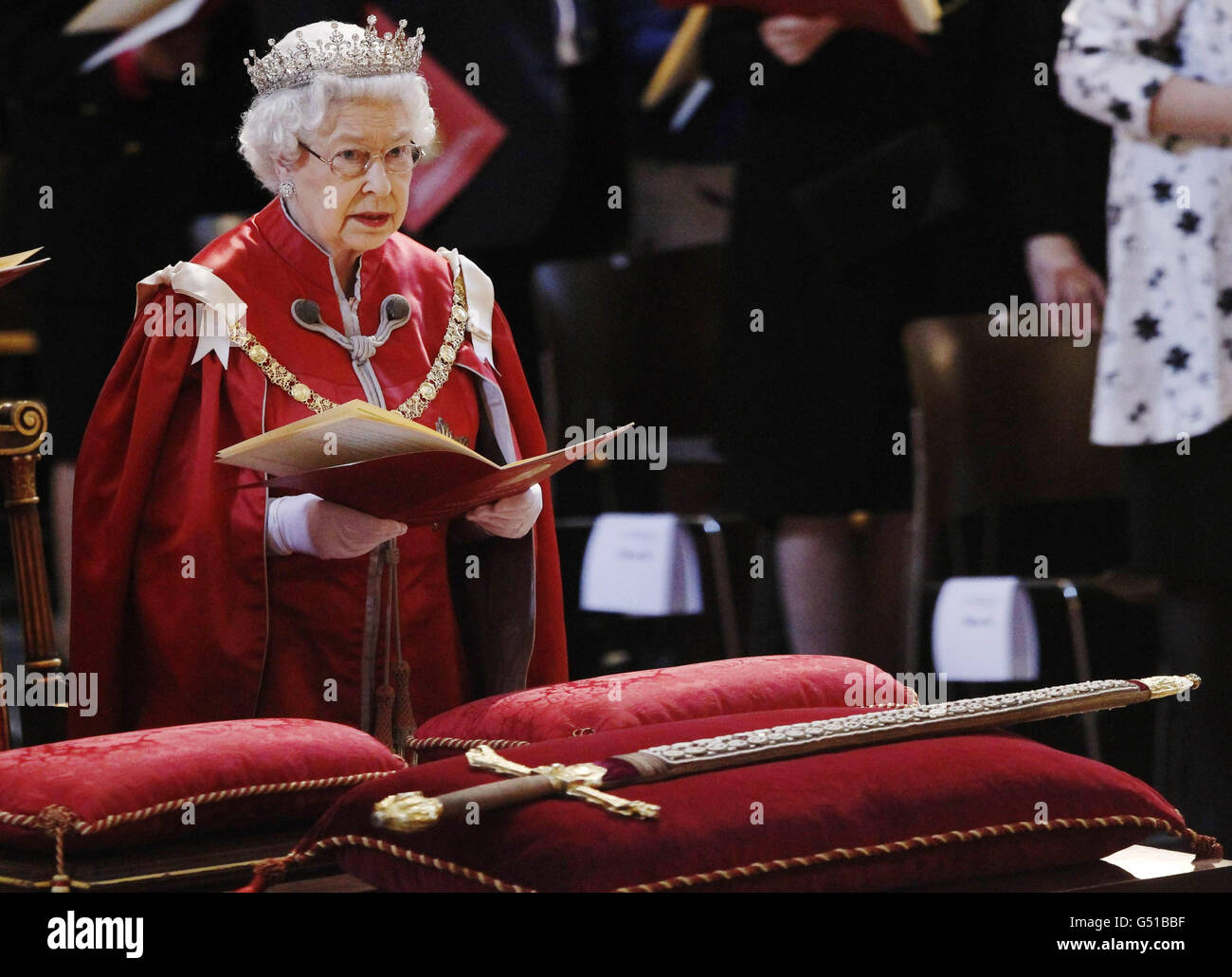 Queen Elizabeth II attending a service for the Order of the British ...