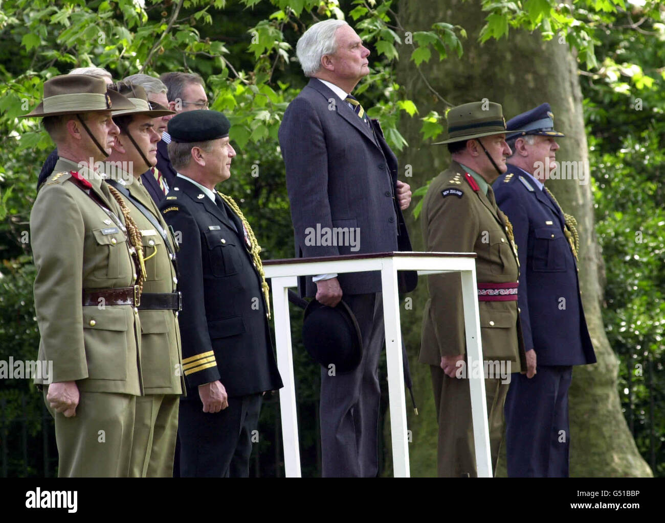 Field Marshal Sir John Stainier GCB, MBE, DL (on platform) , takes the ...