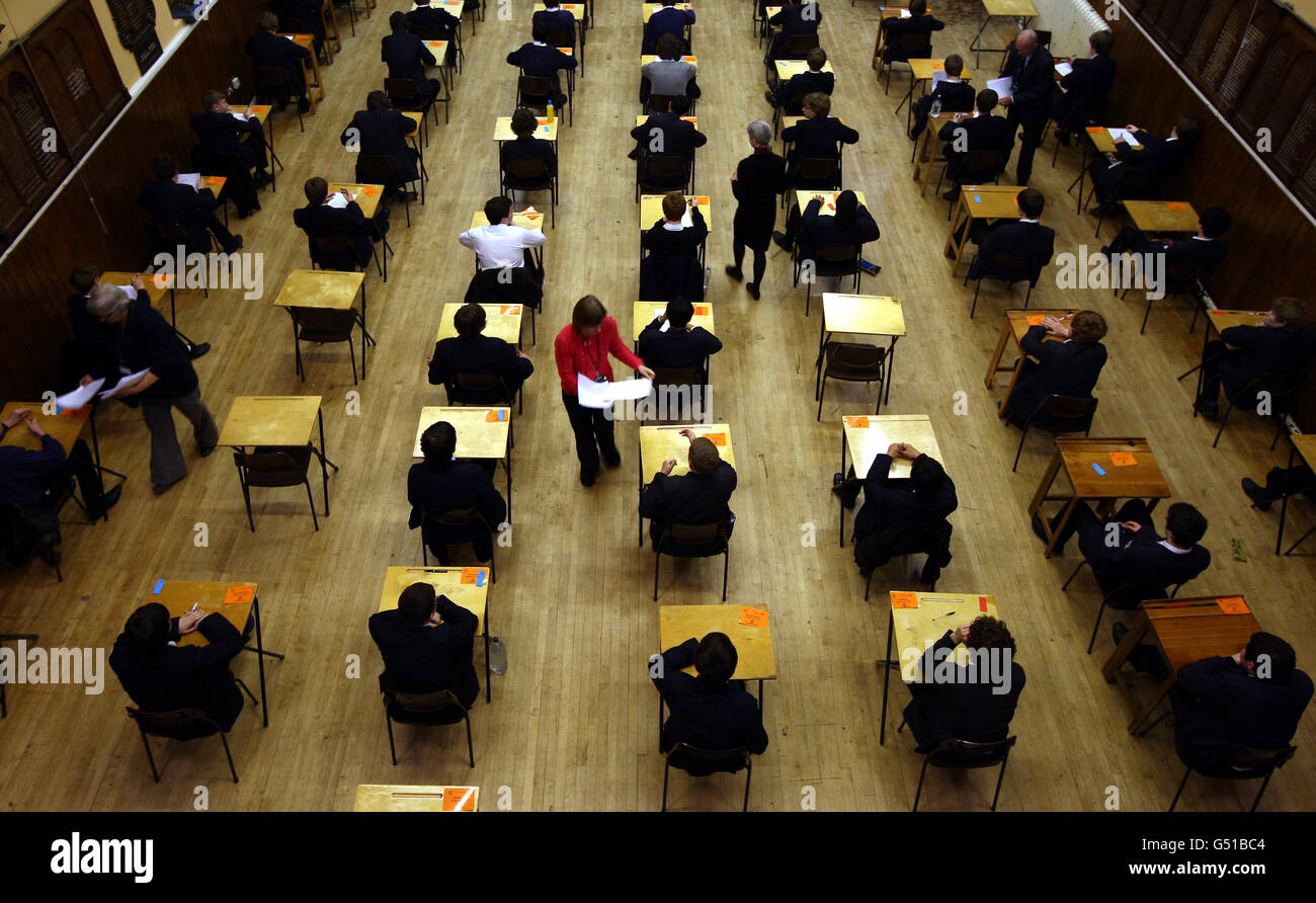 A general view of pupils sitting an exam at Lawrence Sheriff school ...