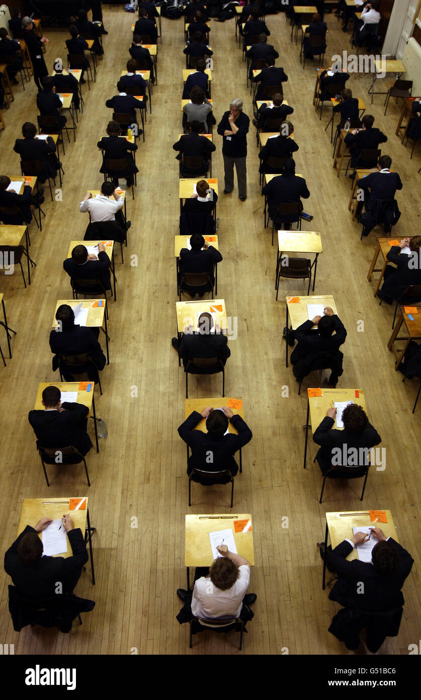 A general view of pupils sitting an exam at Lawrence Sheriff school ...
