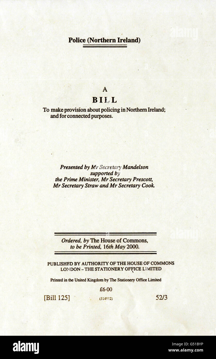 NI Police Bill RUC new name Stock Photo - Alamy