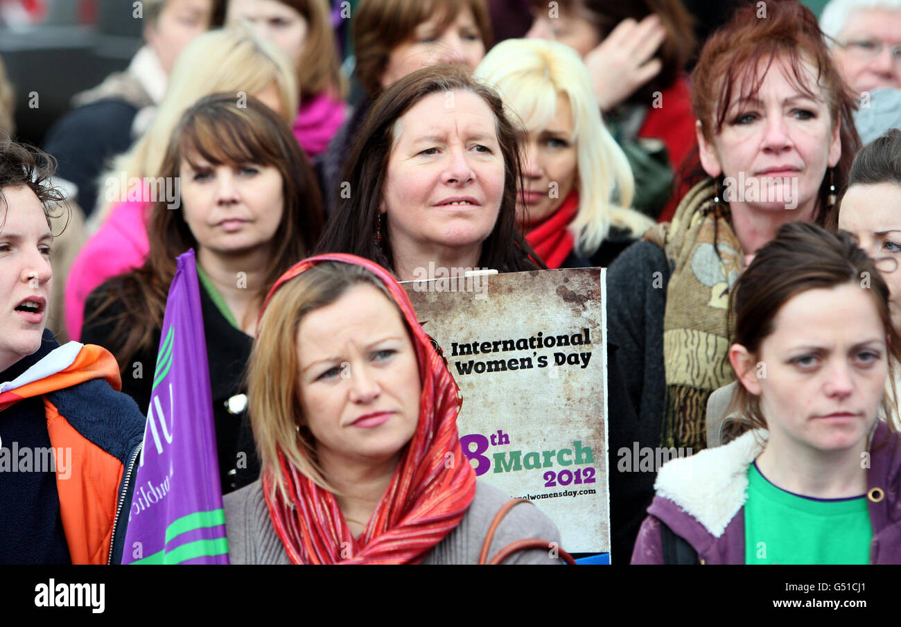 Women at the international day rally at belfast city hall hi-res stock ...