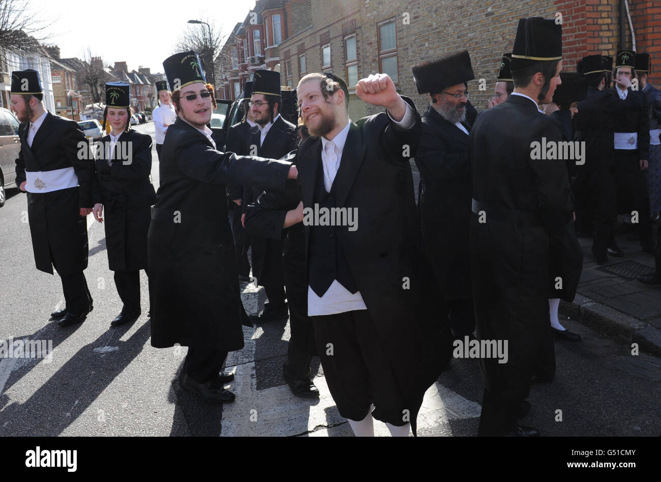 Orthodox Jews in Stamford Hill, north London celebrate Purim, a Jewish ...