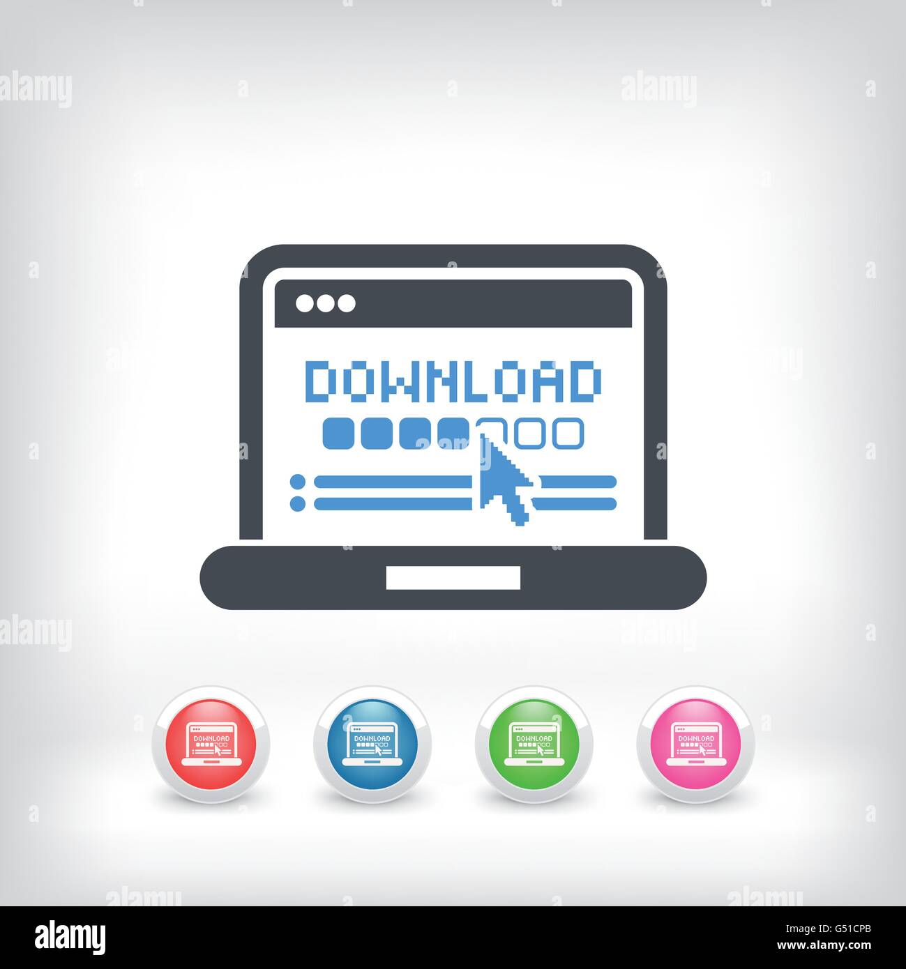 Illustration of icon depicting the download progress on internet Stock ...