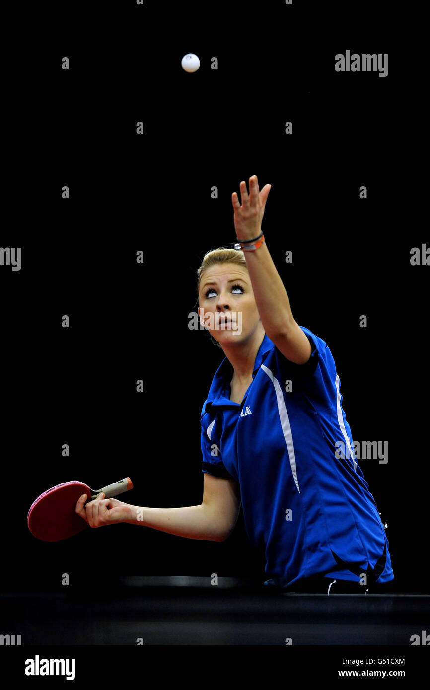 Emma vickers serves during her womens u21 group match hi-res stock ...