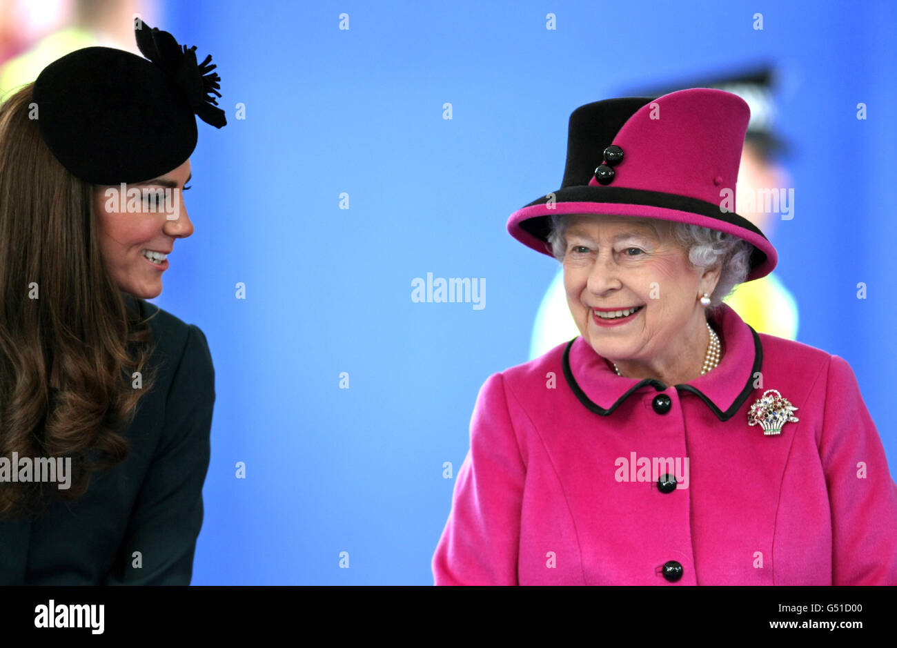 Queen Elizabeth II and the Duchess of Cambridge at Leicester's Clock ...