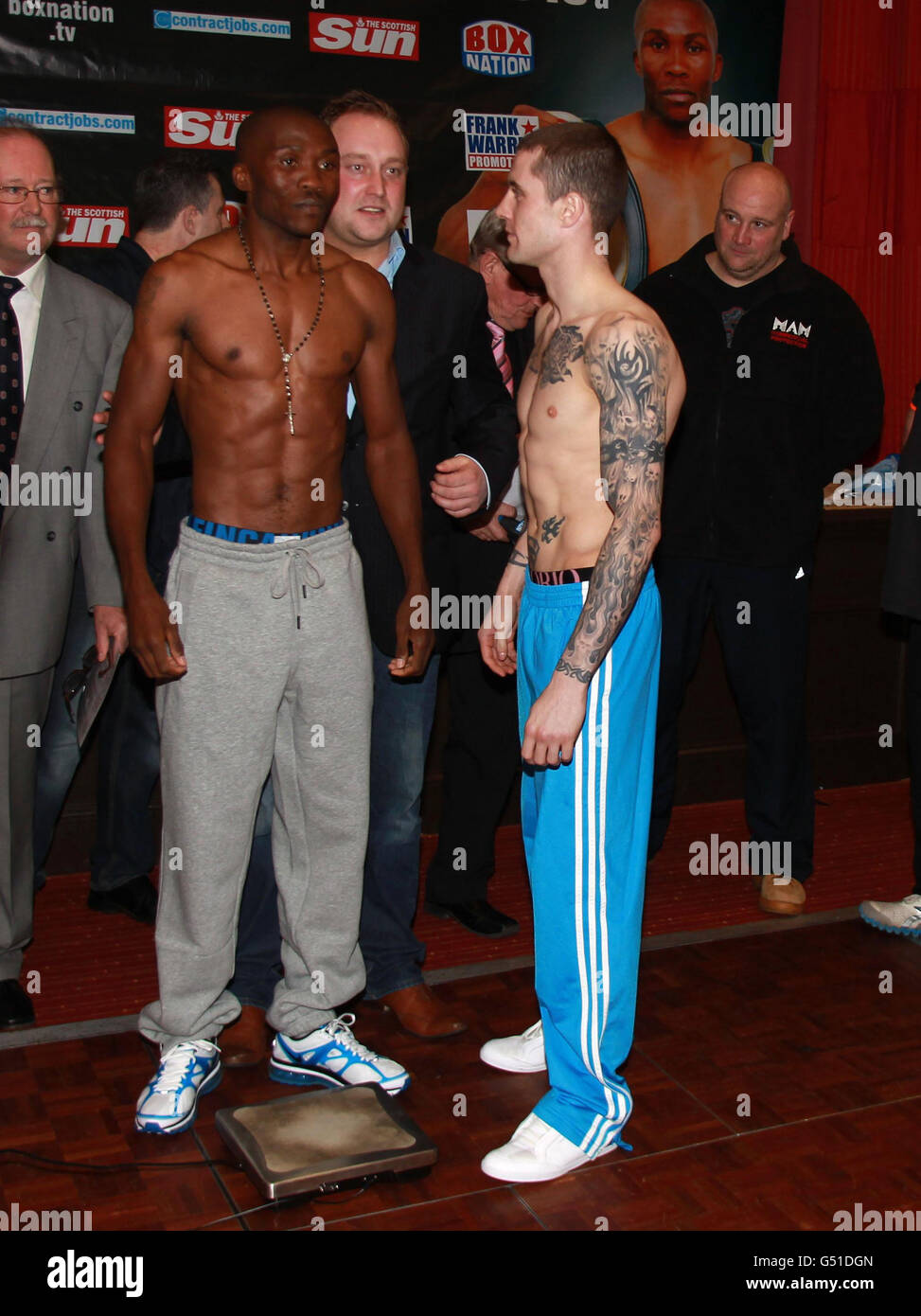 Paulus Moses and Ricky Burns (right) during the Weigh in at the ...