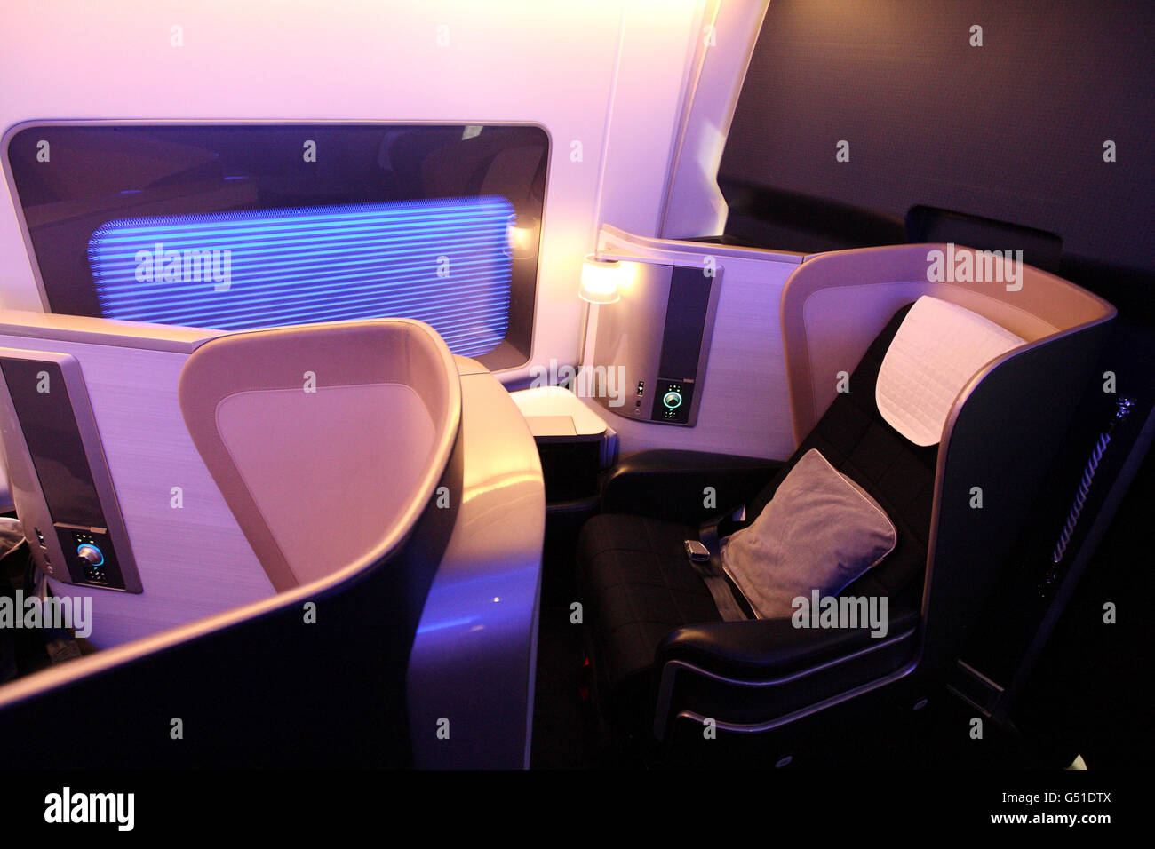A General picture of a new British Airways First Class seat Stock Photo ...