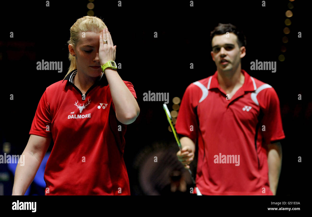 Scotland's Imogen Bankier (left) wipes the sweat from her face during ...