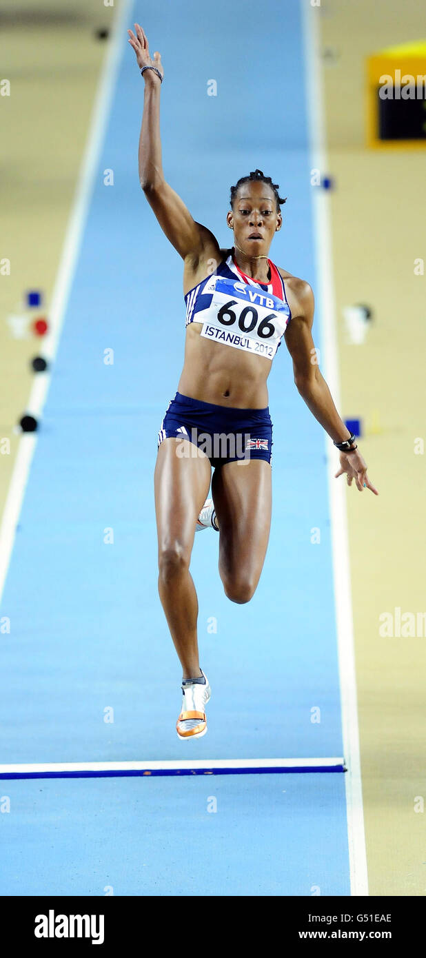 Great Britain's Shara Proctor jumps during the Long Jump qualification ...
