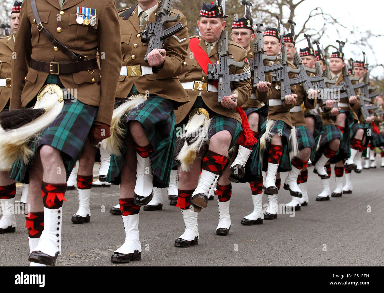 The Royal Regiment of Scotland parade from Stirling Castle to the city ...