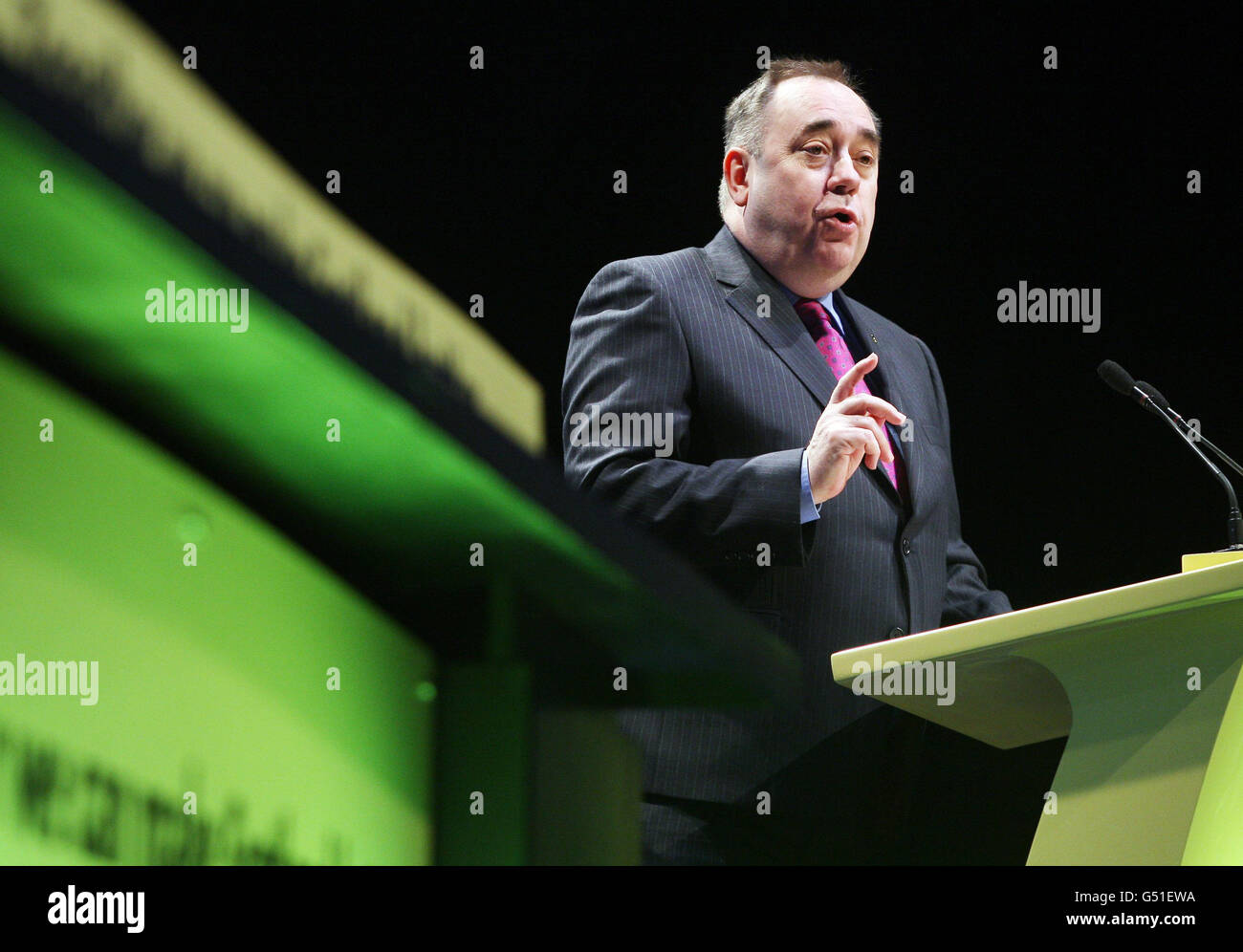 Scottish National Party Leader Alex Salmond gives his speech to the SNP ...