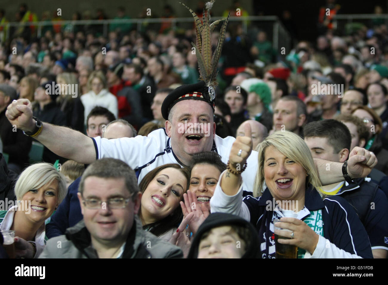 Scotland fans during the RBS 6 Nations match at the Aviva Stadium ...