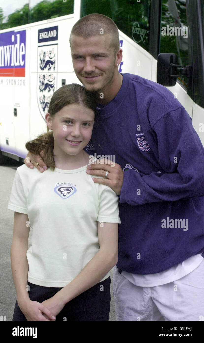 England footballer David Beckham meets Rosie Ward, aged 12, whose stray ...