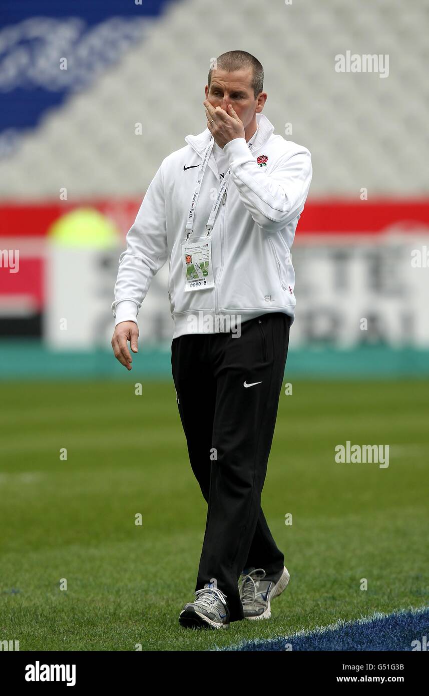 England coach Stuart Lancaster on the pitch before the match Stock ...
