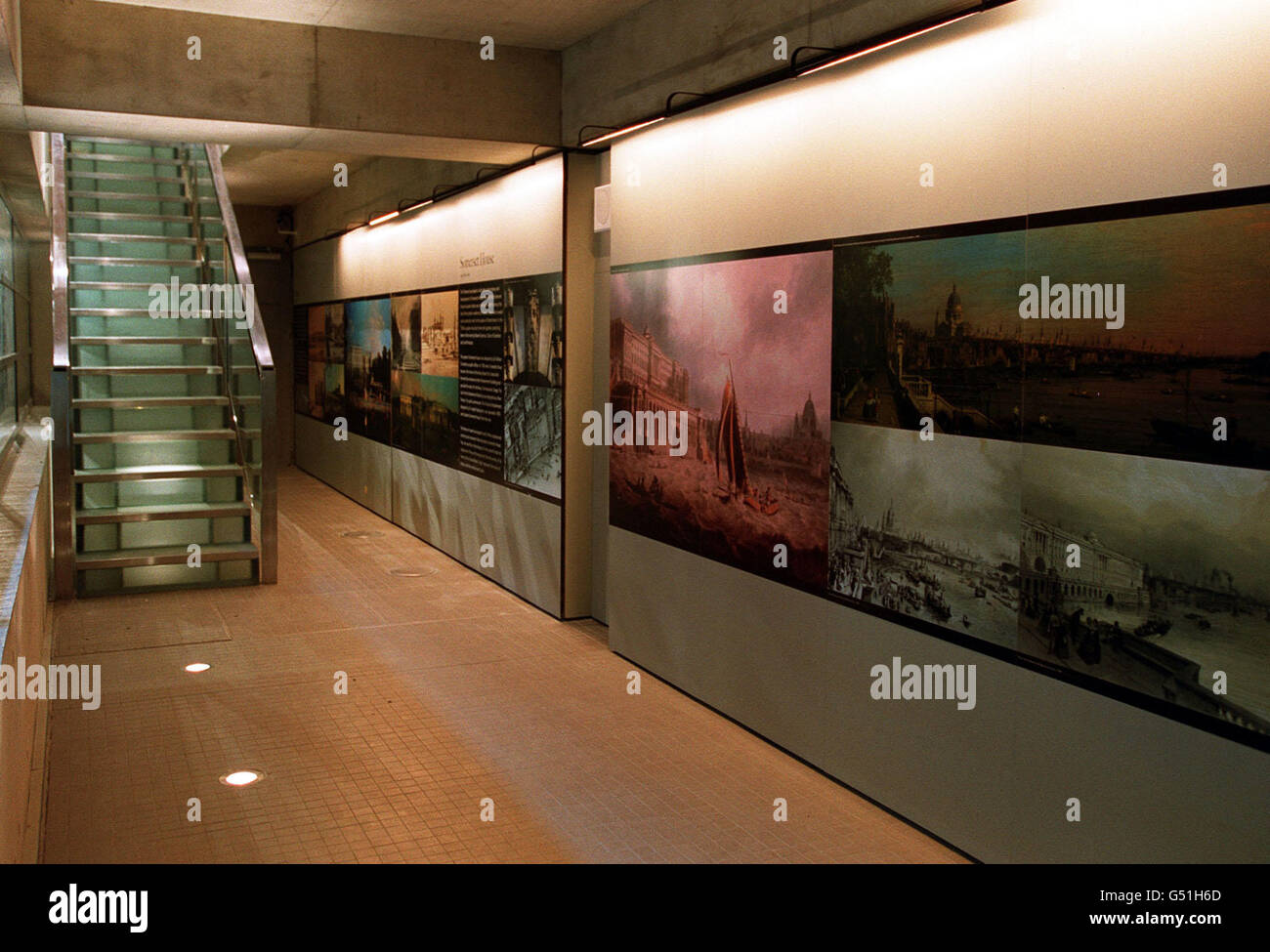 A wall providing a visual history of Somerset House, which opens to the ...