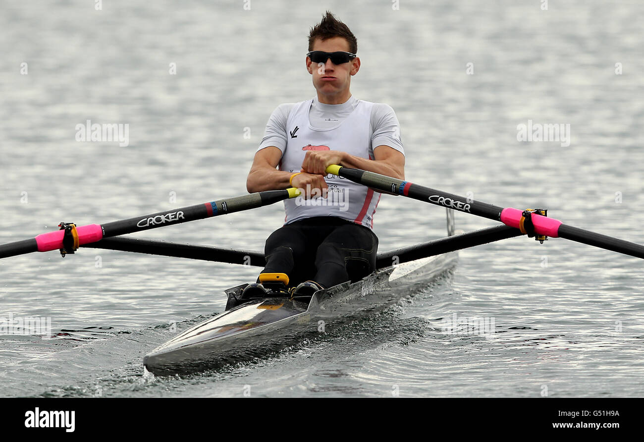 Michael Mottram in action in the final of the lightweight mens singles ...