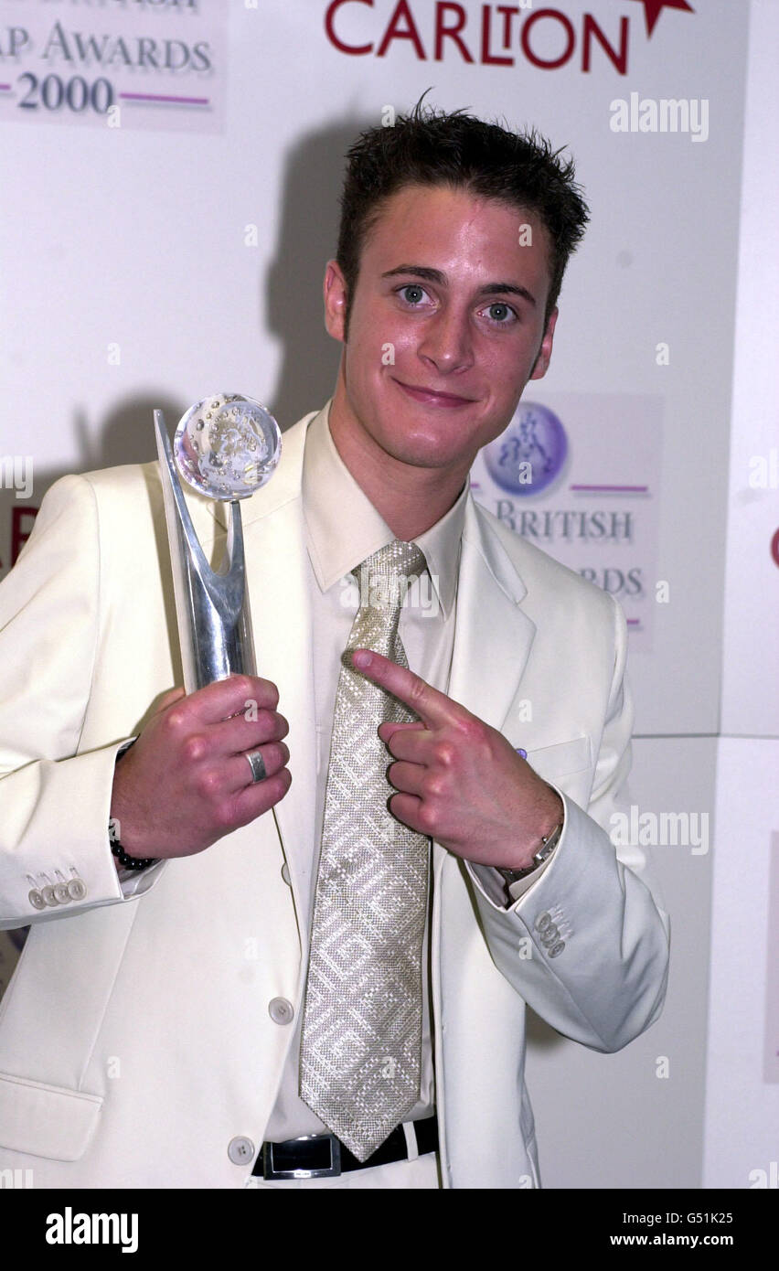 Hollyoaks actor Gary Lucy with his 'Best Newcomer' Award, at the ...