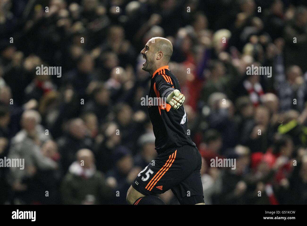 Liverpool goalkeeper jose reina celebrates hi-res stock photography and ...