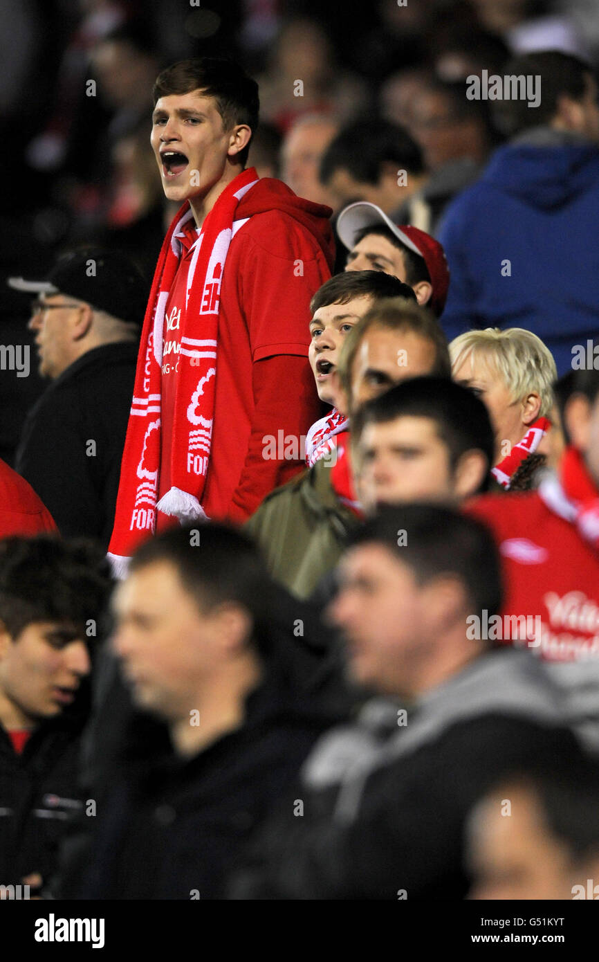 Nottingham Forest fans show their support in the stands Stock Photo - Alamy
