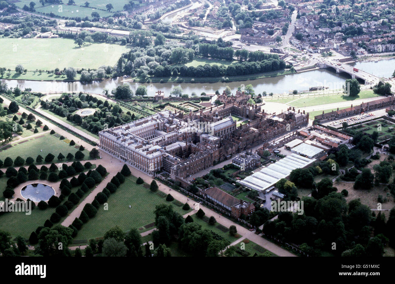 HAMPTON COURT PALACE: An aerial view of Hampton Court Palace in ...