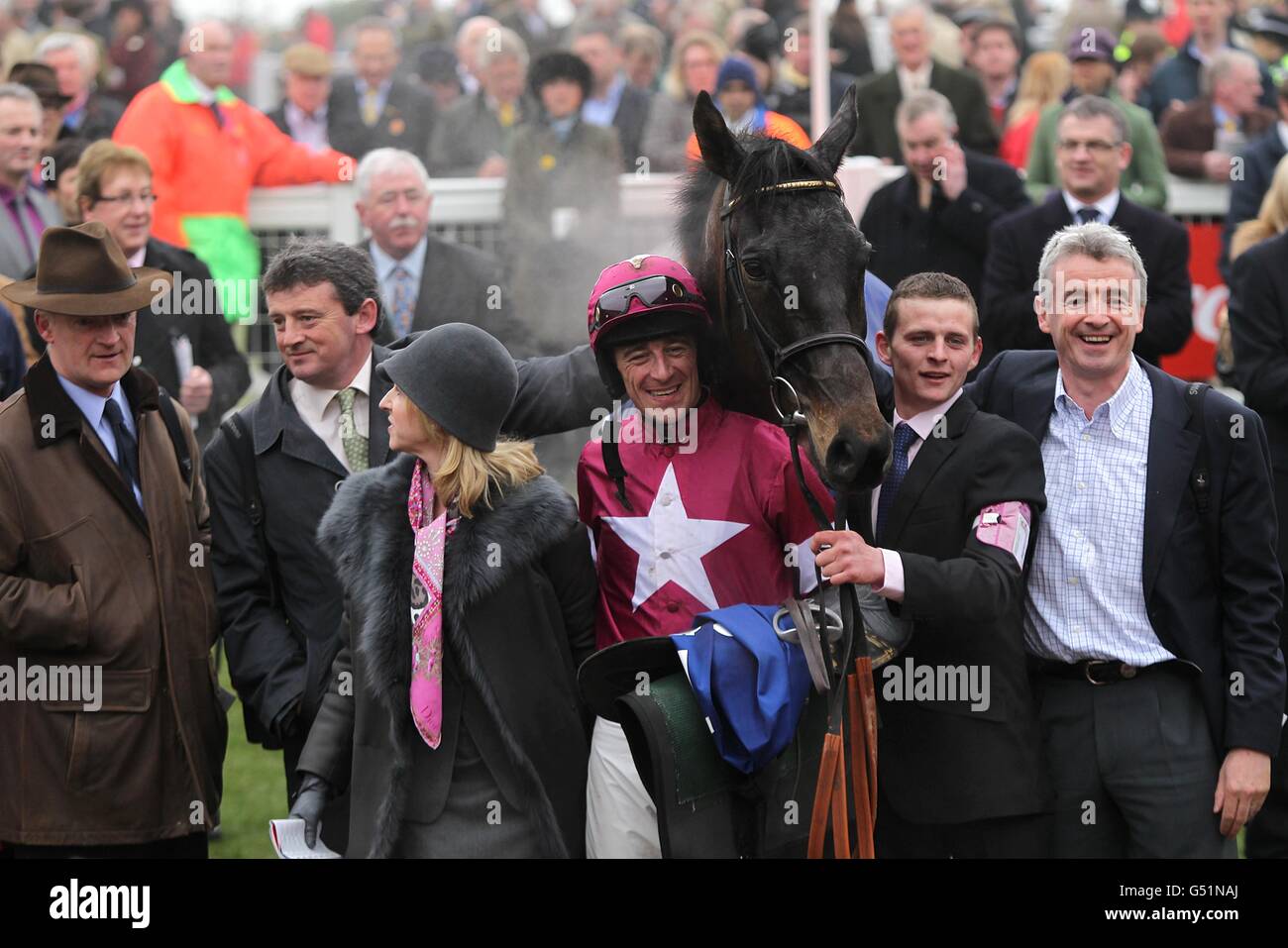 Owner michael oleary right and trainer willy mullins left hi-res stock ...