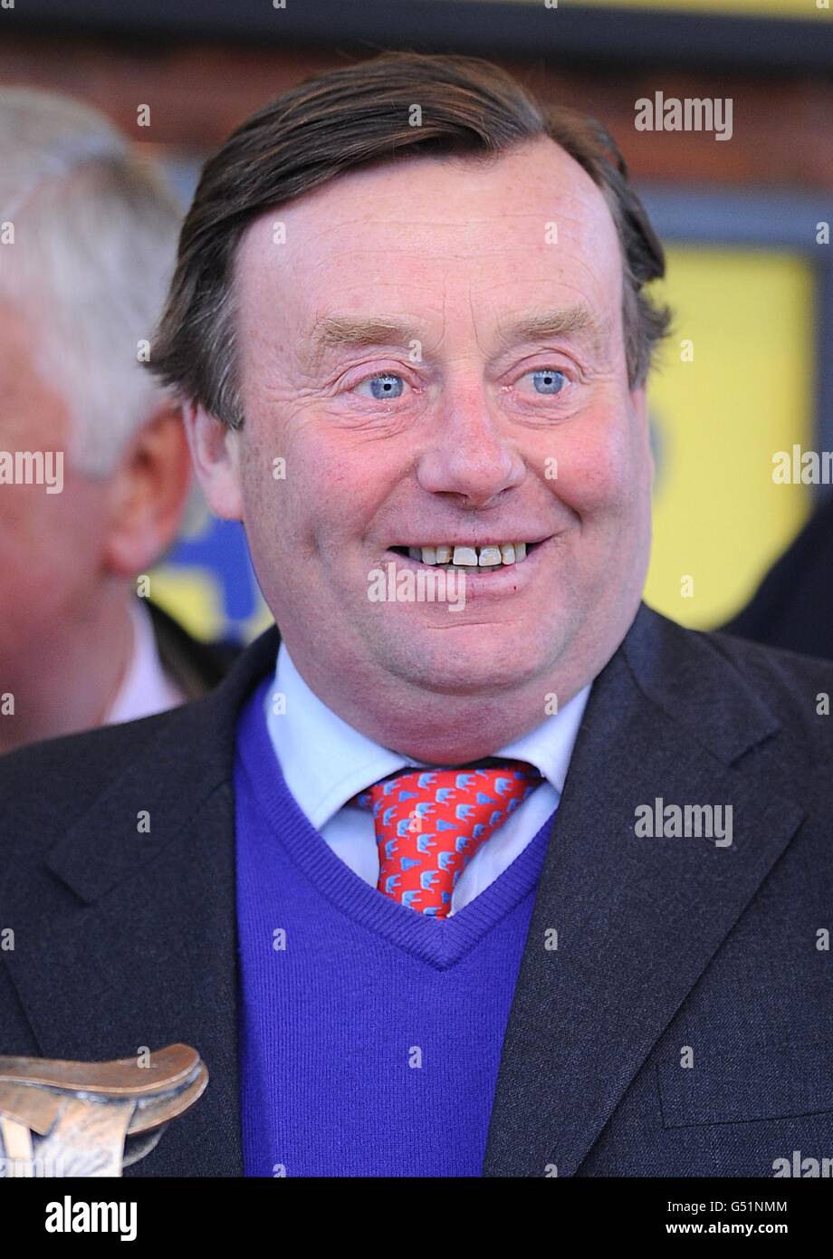 Trainer nicky henderson celebrates winning ryanair chase riverside ...