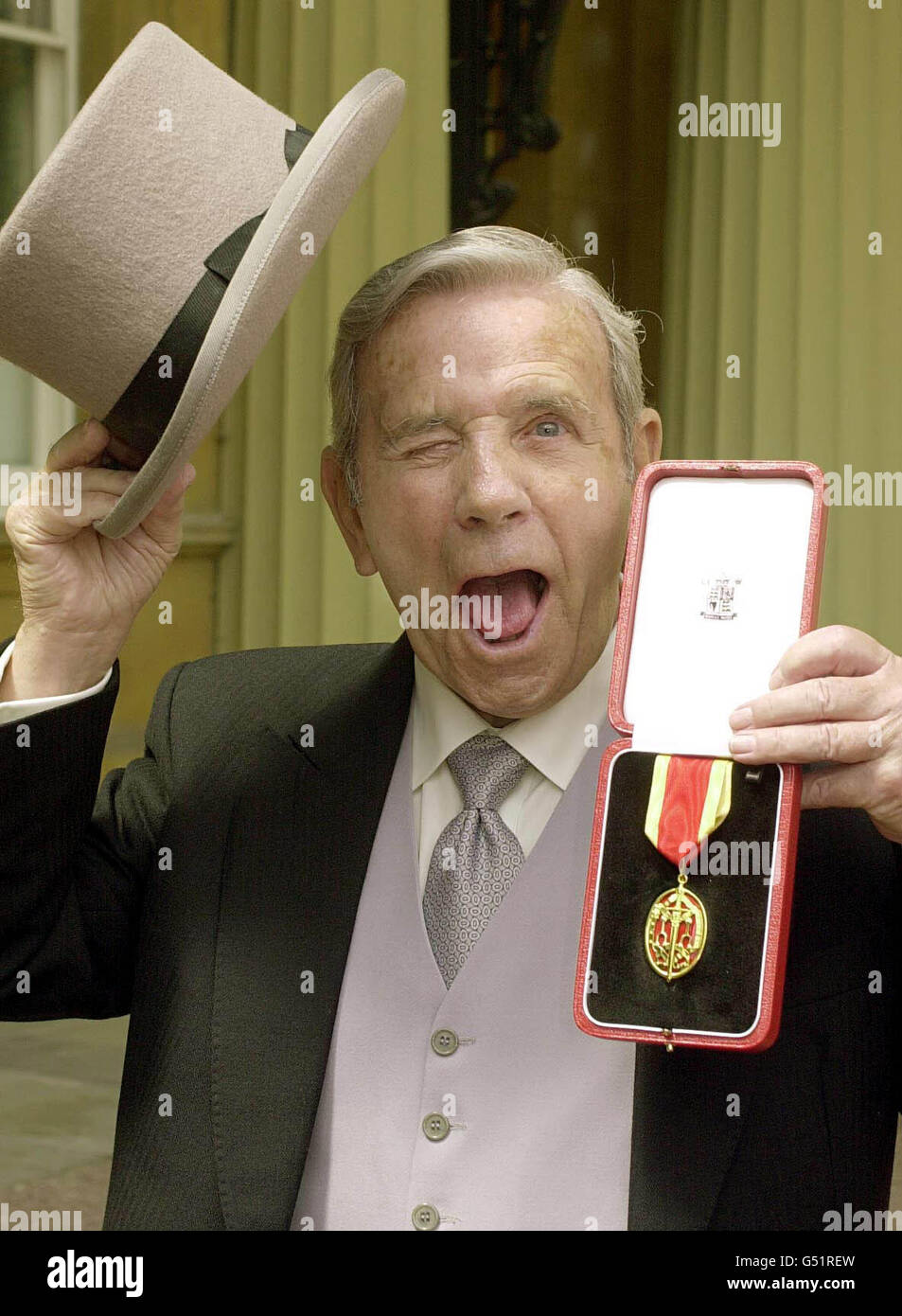 Veteran comedian Sir Norman Wisdom after receiving his Knighthood from ...