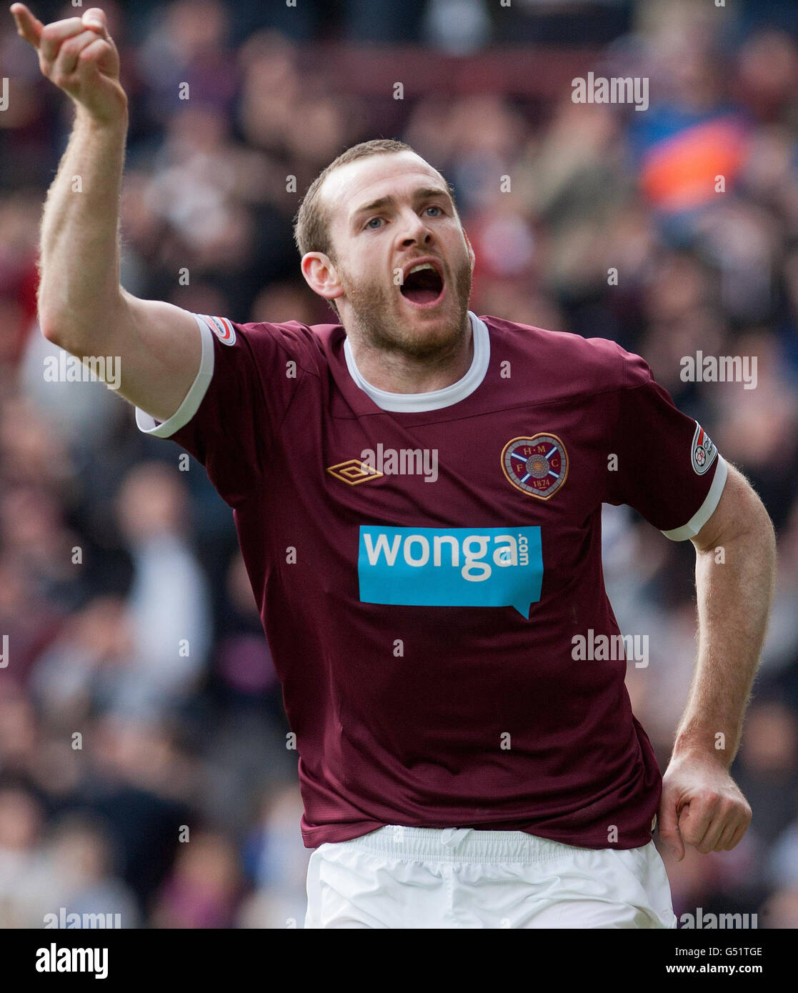 Heart of Midlothian's Craig Beattie celebrates scoring during the ...