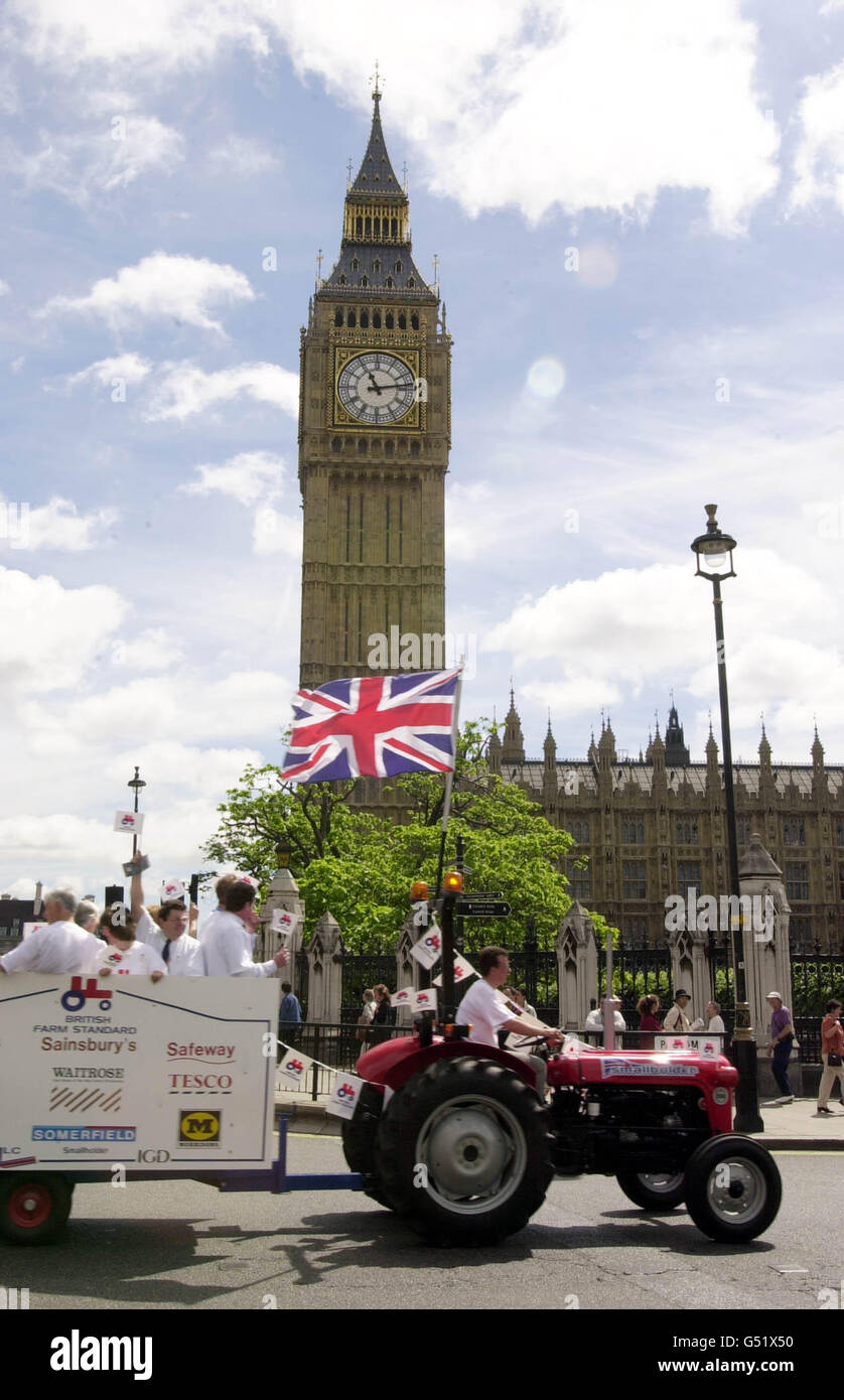 A tractor outside Parliament takes part in the national launch of a new ...