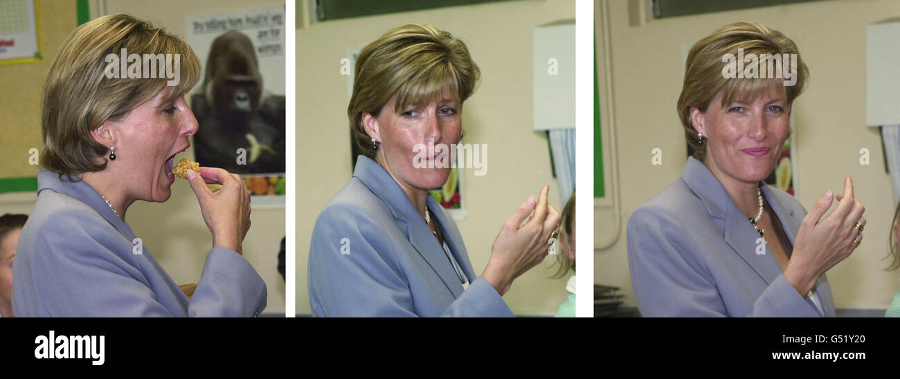 The Countess of Wessex enjoys a crispy cake made by children at the ...