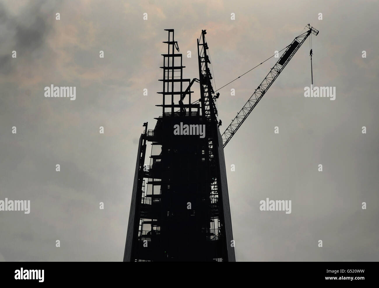 Work men stand on top of the Shard building, London Stock Photo - Alamy