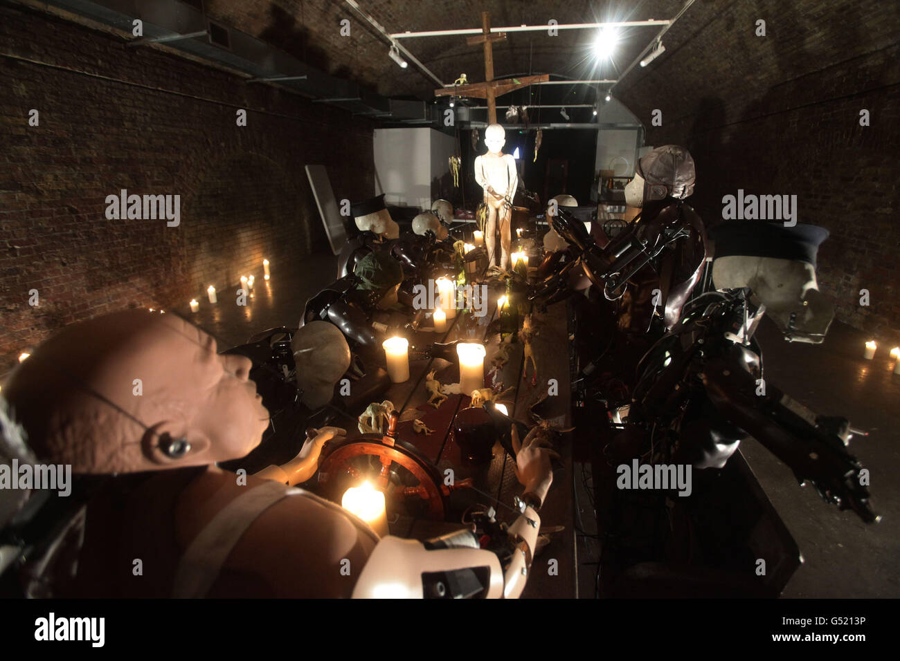 An art installation by Giles Walker entitled 'Last Supper' - a fully ...