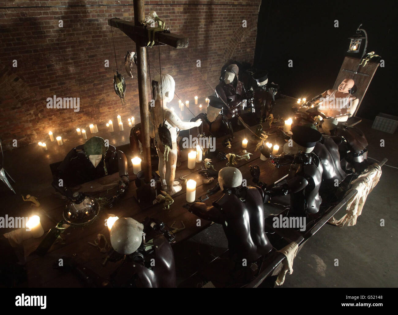 An art installation by Giles Walker entitled 'Last Supper' - a fully ...