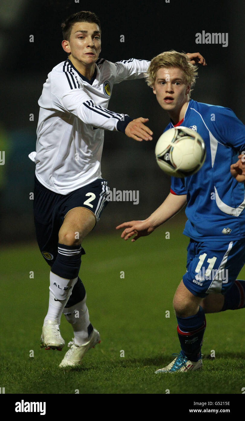 Scotland's Ryan Finnie and Iceland's Daoi Bergsson (right) during the ...