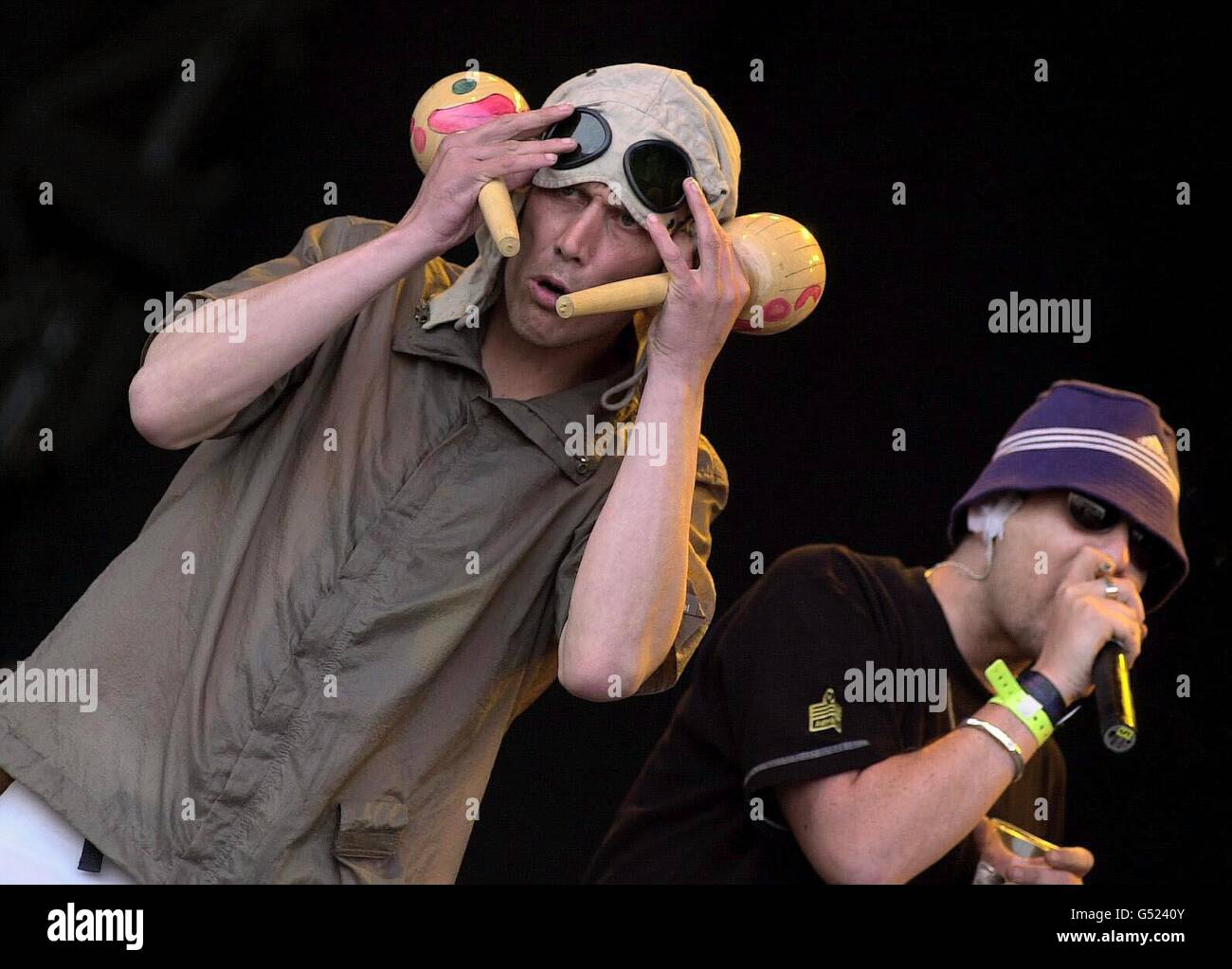 'Bez' (l) and Shaun Ryder of the band the Happy Mondays perform at ...