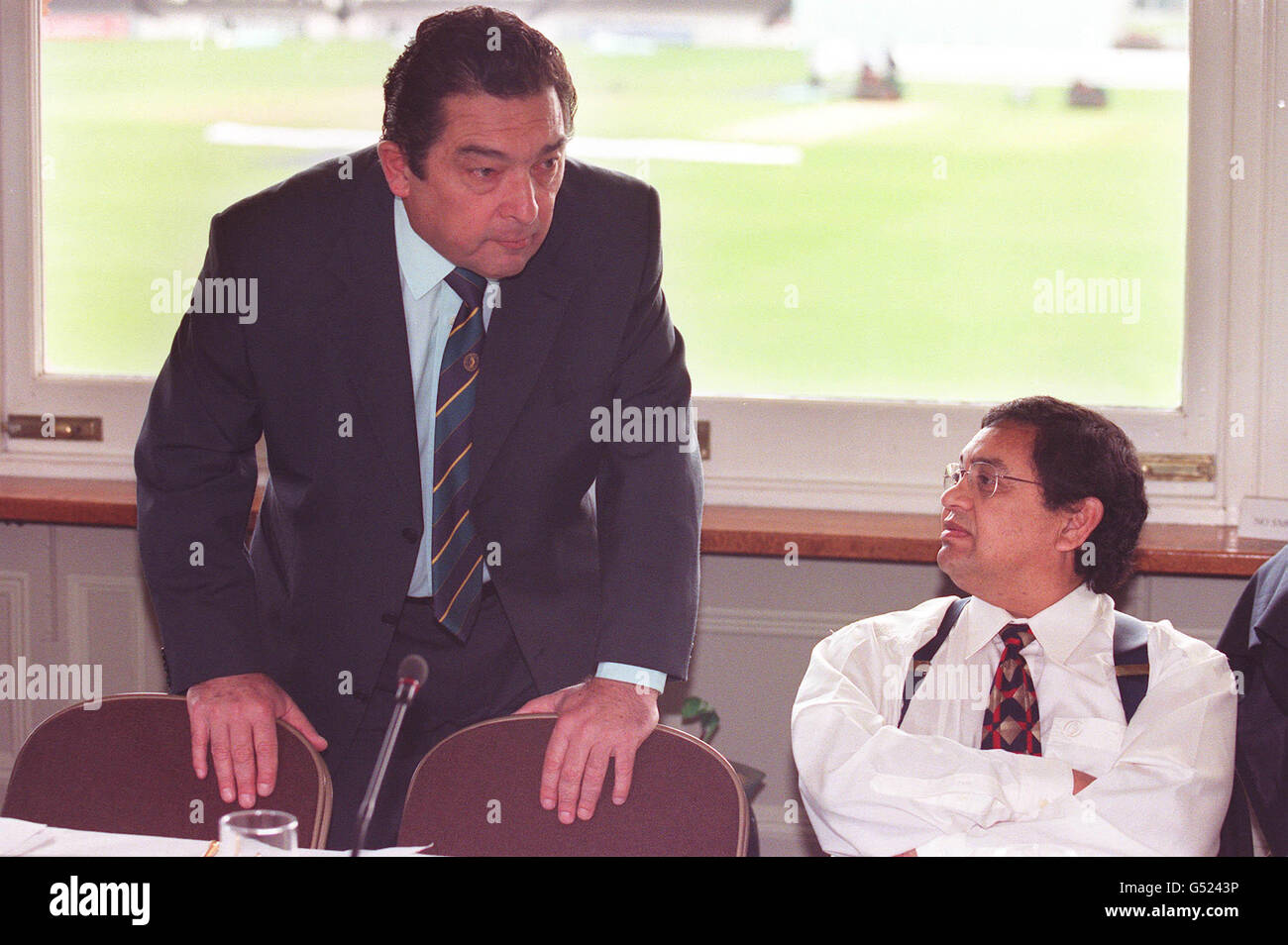 Dr Ali Bacher (L) and Percy Sonn from South Africa in the Long Room at ...
