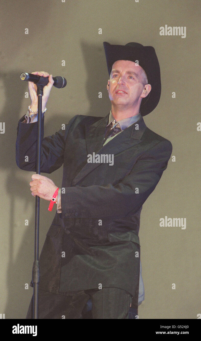 Singer Neil Tennant of the pop band 'The Pet Shop Boys' performs on ...