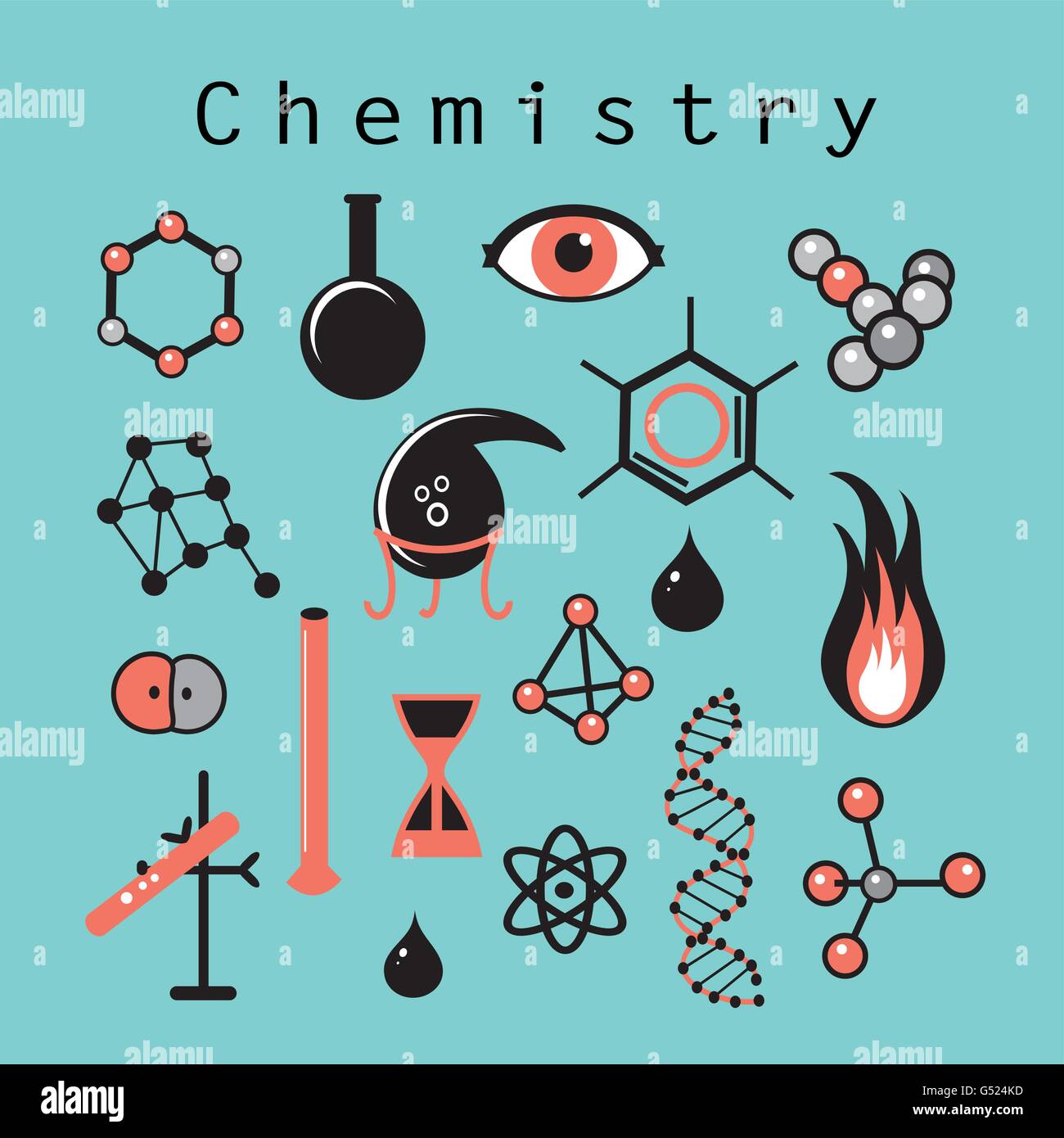 Beautiful vector illustration with chemical substances on a blue ...